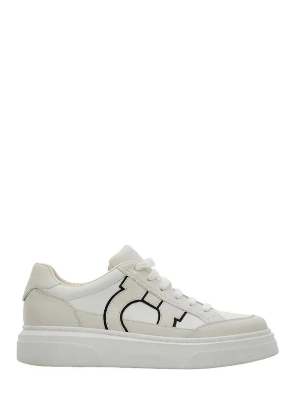 FERRAGAMO Cassina Gancini Leather Sneakers - White