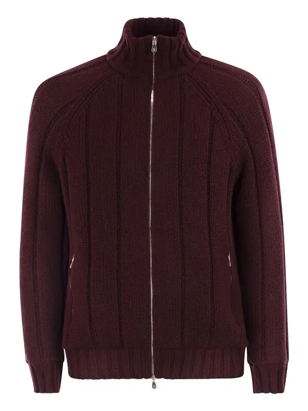 Brunello Cucinelli Cashmere Knit Down Jacket With Zip Fastening - Multicolor