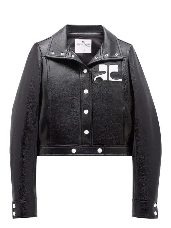 COURREGES Re-edition Vinyl Jacket With Logo Patch - Black