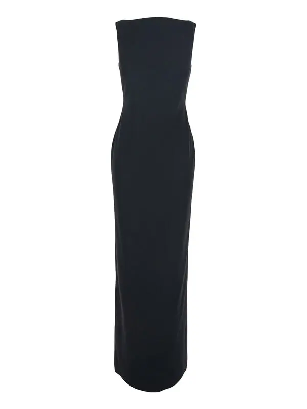 Solace London Sleeveless Square Neck Long Dress With Open Back - Black