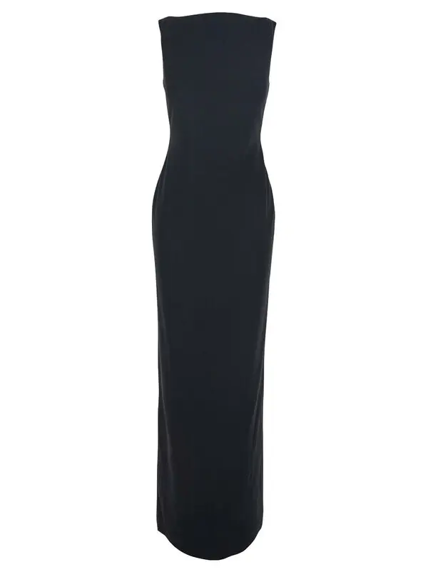 Solace London Sleeveless Square Neck Long Dress With Open Back - Black