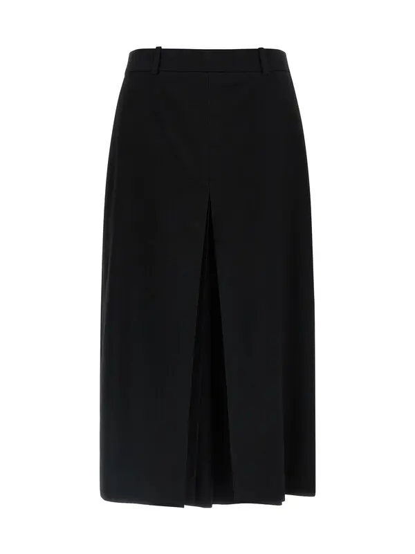 Saint Laurent Midi Wool Skirt - Black