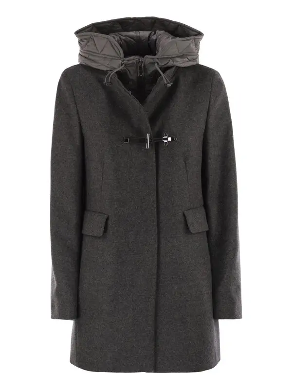 FAY Toggle Coat In Mélange Wool Cloth - Multicolor