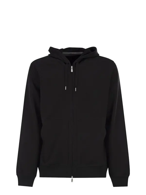 Brunello Cucinelli Cotton Fleece Zip-up Hooded Sweatshirt - Black