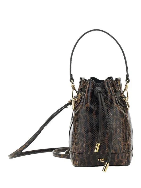 Fendi Mon Tresor Mini Bucket Bag With Jaguar Print Leather - Multicolor