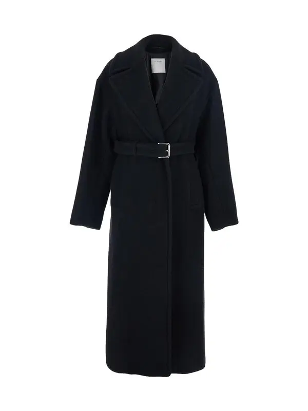 Sportmax Wool Coat With Classic Lapels And Waist Belt - Multicolor