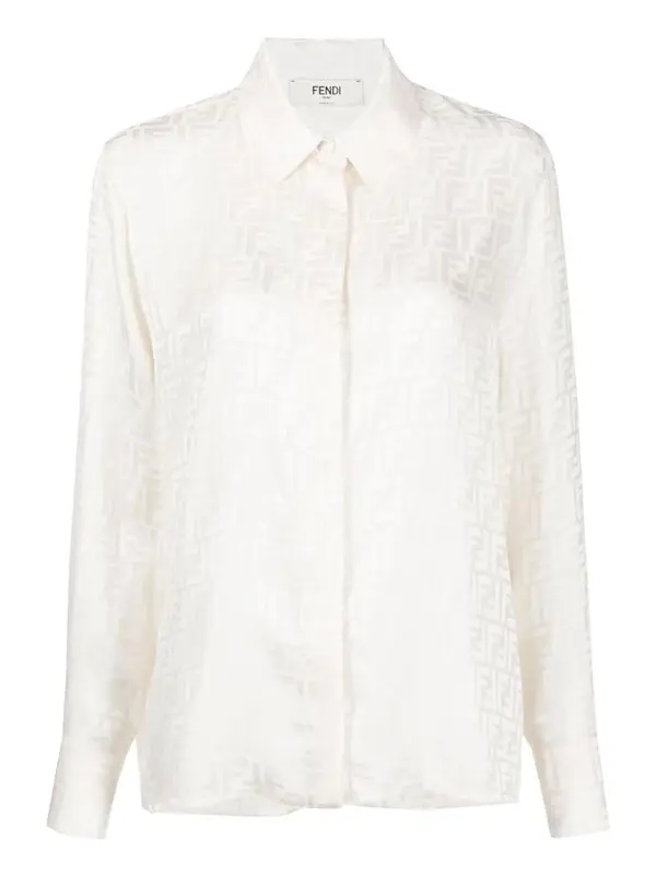 Fendi Ff Monogram Silk Satin Shirt - White