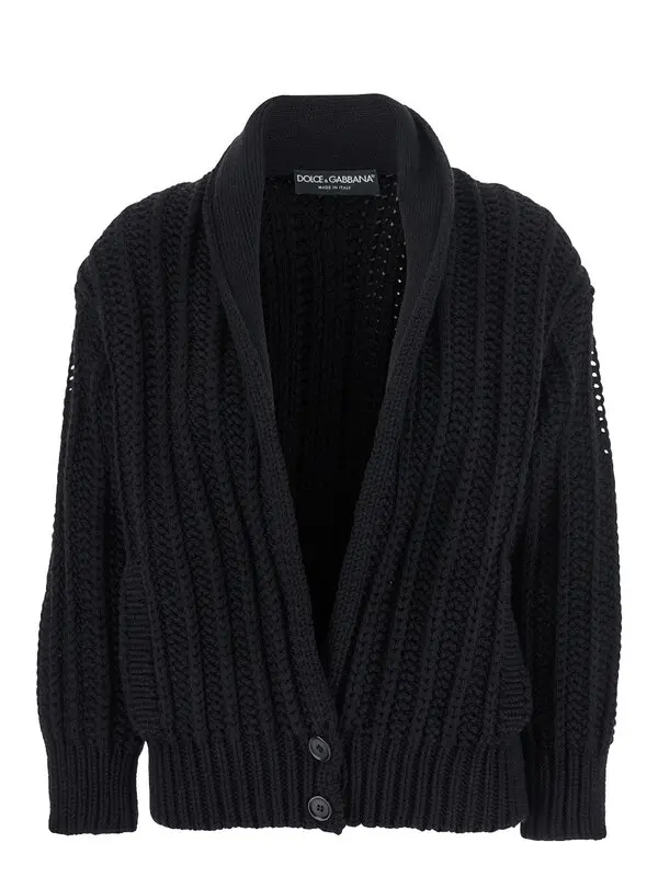 Dolce & Gabbana Black Virgin Wool Cardigan - Multicolor