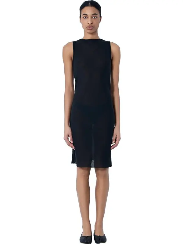 RIER Sleeveless Mesh Midi Dress - Black