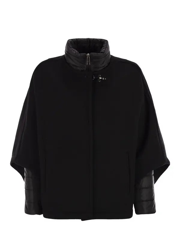 FAY 3-in-1 Double-sided Wool And Cashmere Cape With Removable Padded Jacket - Black