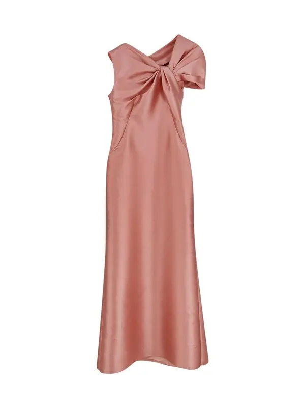 Alberta Ferretti Mikado Long Dress With Asymmetrical Bow Detail - Multicolor