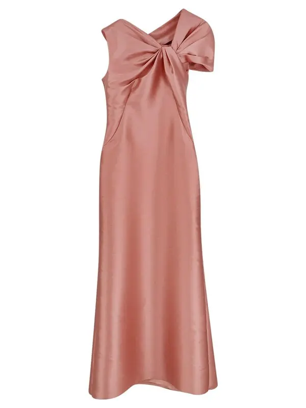 Alberta Ferretti Mikado Long Dress With Asymmetrical Bow Detail - Multicolor