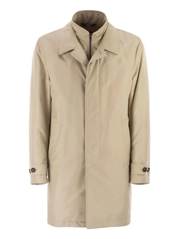 FAY Morning Coat In Technical Poplin - Cream