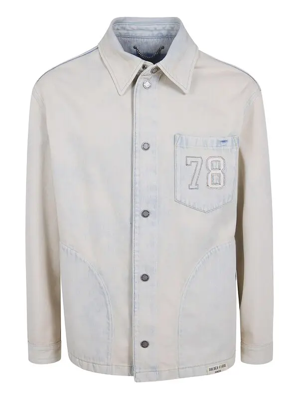 GOLDEN GOOSE Journey" Denim Work Jacket In Bleached Laguna Wash - Multicolor
