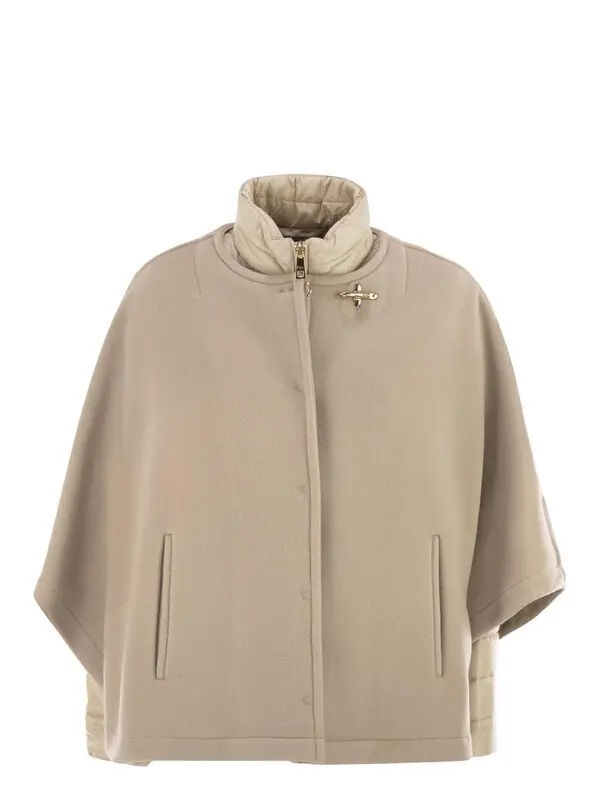 FAY 3-in-1 Double-sided Wool And Cashmere Cape With Removable Padded Jacket - Multicolor