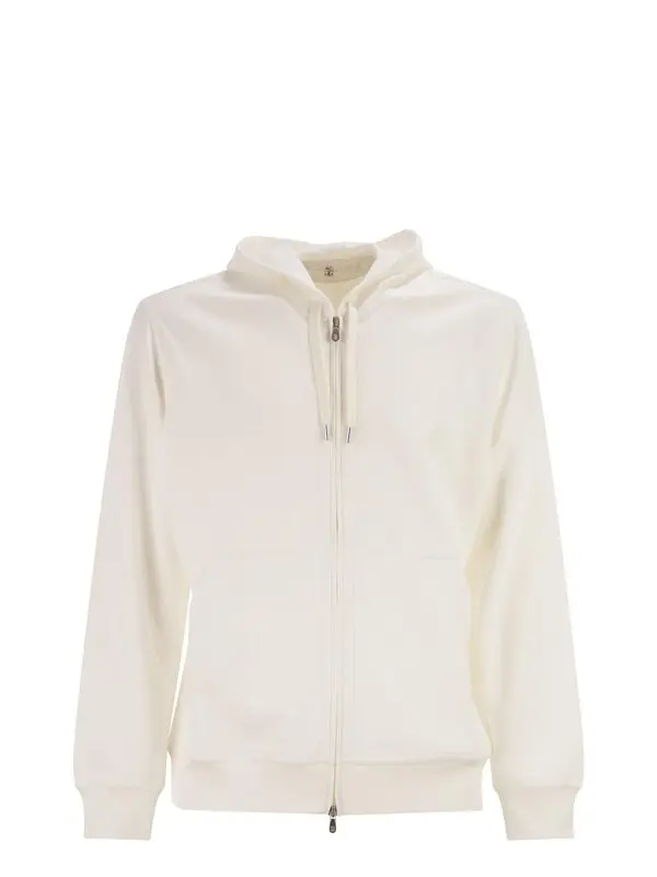 Brunello Cucinelli Cotton Fleece Zip-up Hooded Sweatshirt - White