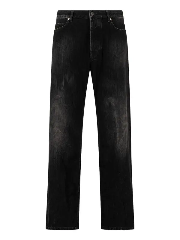 Balenciaga Distressed Cotton Jeans - Black