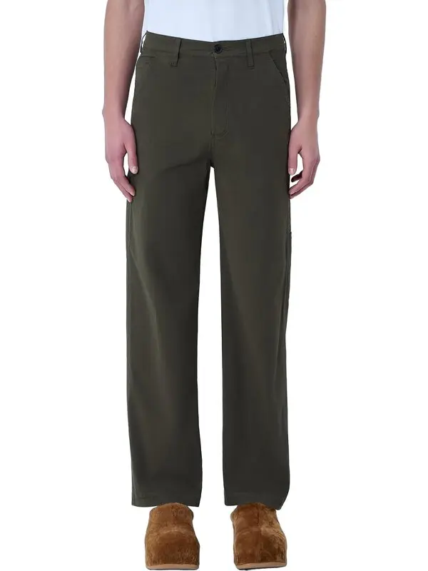 Dries Van Noten Mid Rise Straight Leg Cotton Twill Pants - Green
