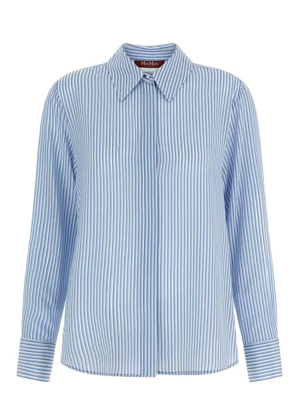 Max Mara Mstflirt Striped Silk Shirt - Blue