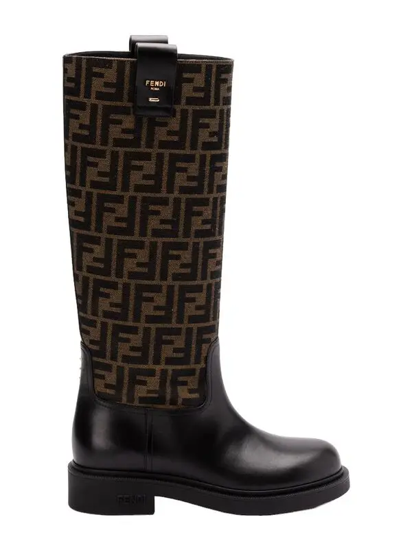 Fendi Ff Motif Knee-high Boots - Black