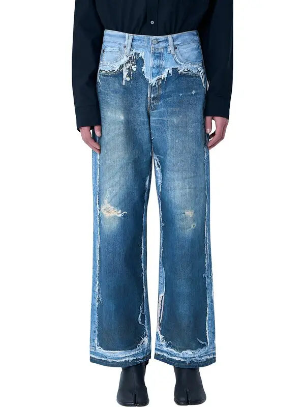 Acne Studios High-rise Wide-leg Trompe-l'oeil Jeans - Blue