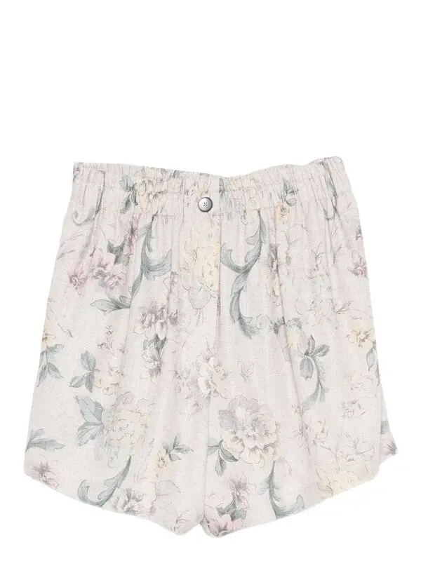 FORTE_FORTE Floral Print Elasticated Waistband Shorts - Multicolor