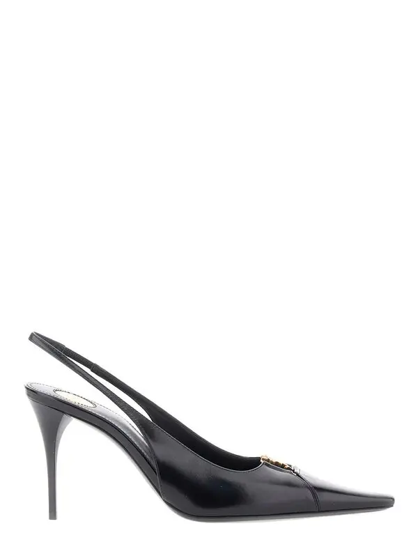 Saint Laurent Babylone' Slingback Pumps With Cut-out Toe And Cassandre Plate - Multicolor