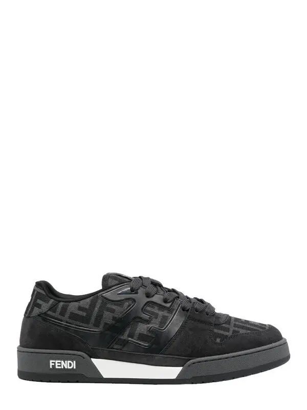 Fendi Charcoal Grey Suede Ff-logo Embroidered Lace-up Low-top Sneakers - Gray