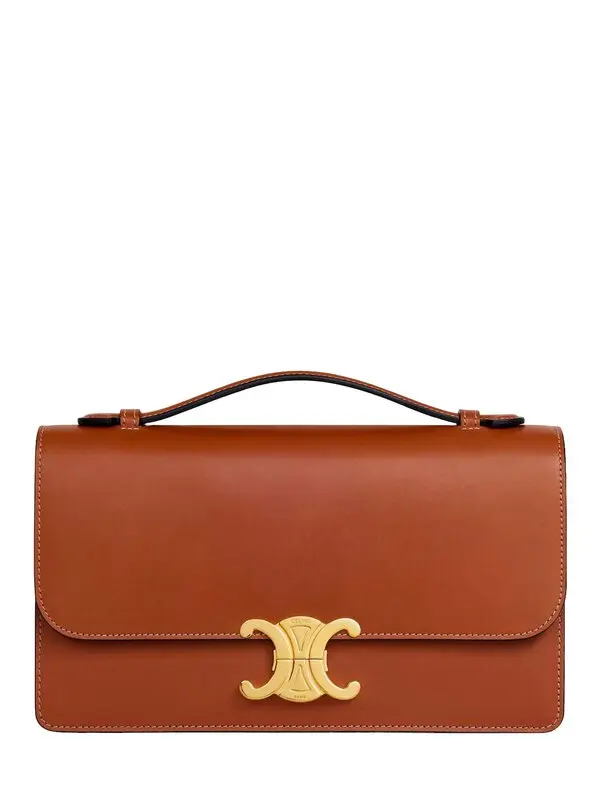 Celine Triomphe Leather Crossbody Bag - Tan