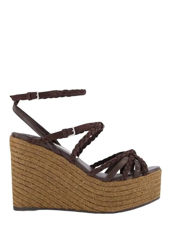 JIMMY CHOO Braided Platform Wedge Sandals - Brown