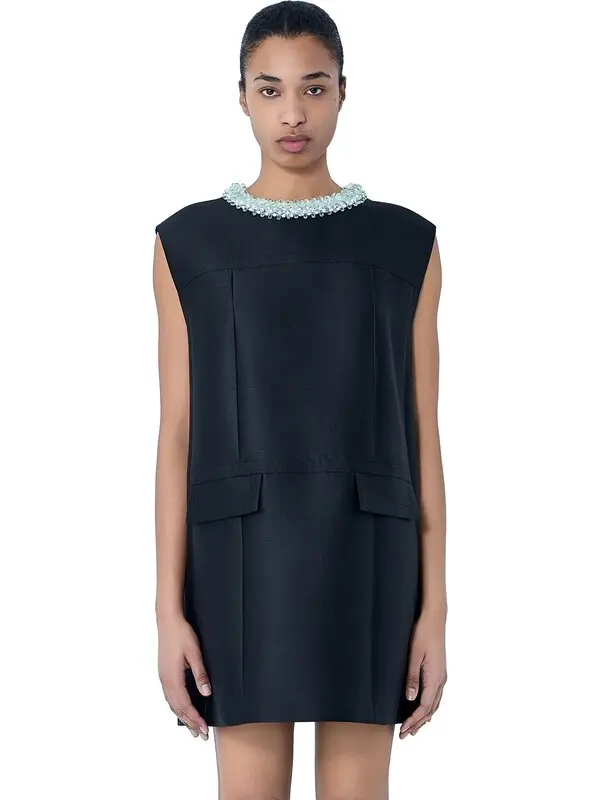 Prada Embellished Sleeveless Dress - Black