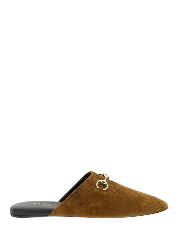 Gucci Gg Suede Mules - Brown