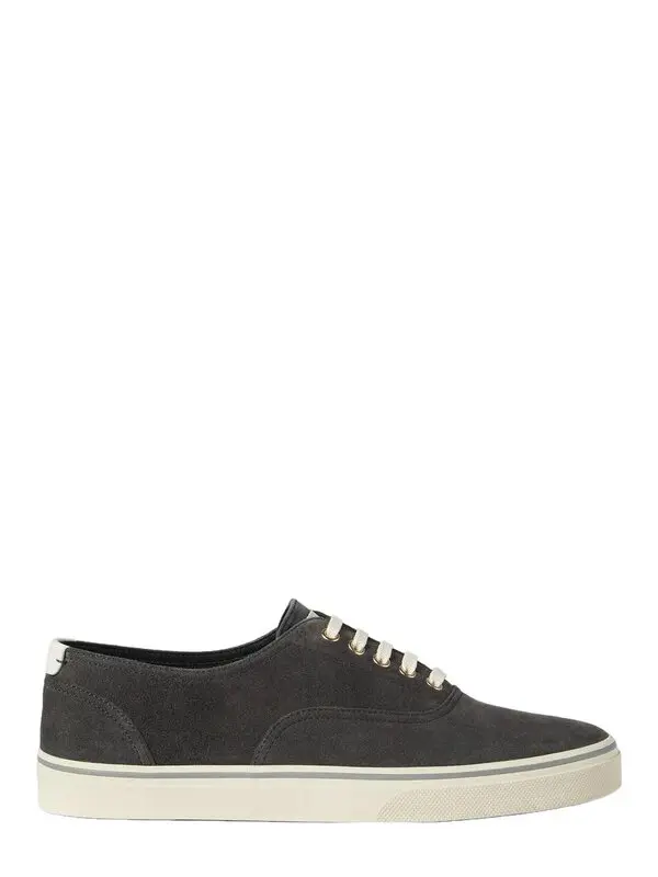 Brunello Cucinelli Grey Reversed Calfskin Low-top Sneakers - Gray