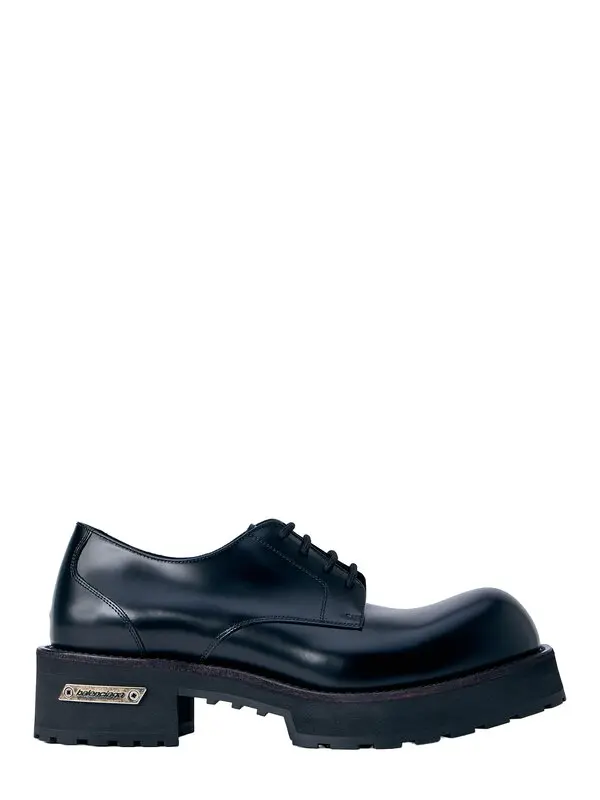 Balenciaga Derby Shoes In Polished Leather With Chunky Lug Sole - Black