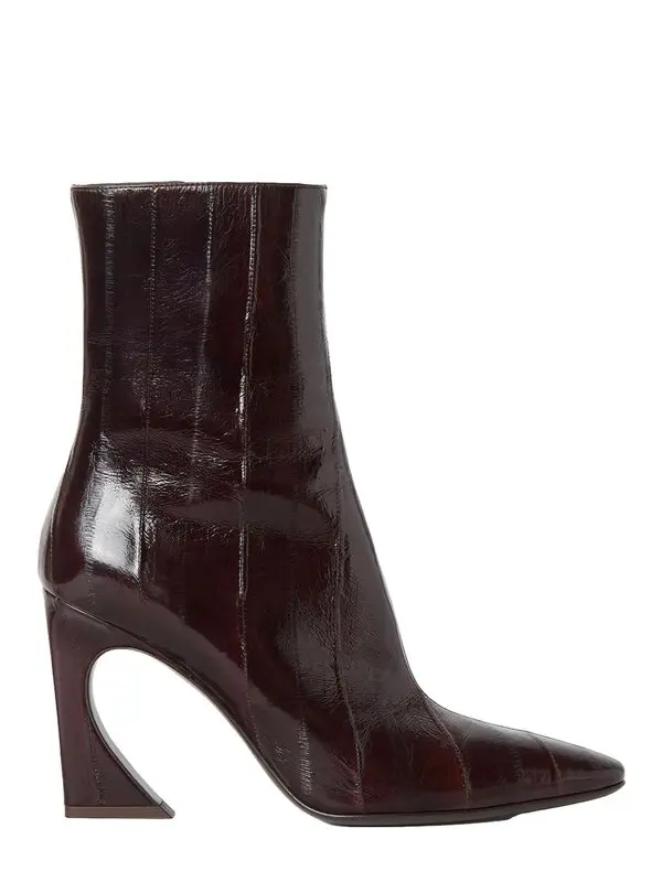 Fendi Arco Leather Zip-up Heeled Boots - Brown