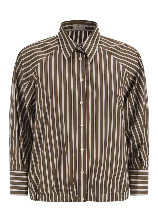 Brunello Cucinelli Striped Cotton Shirt With Elasticated Hem - Multicolor