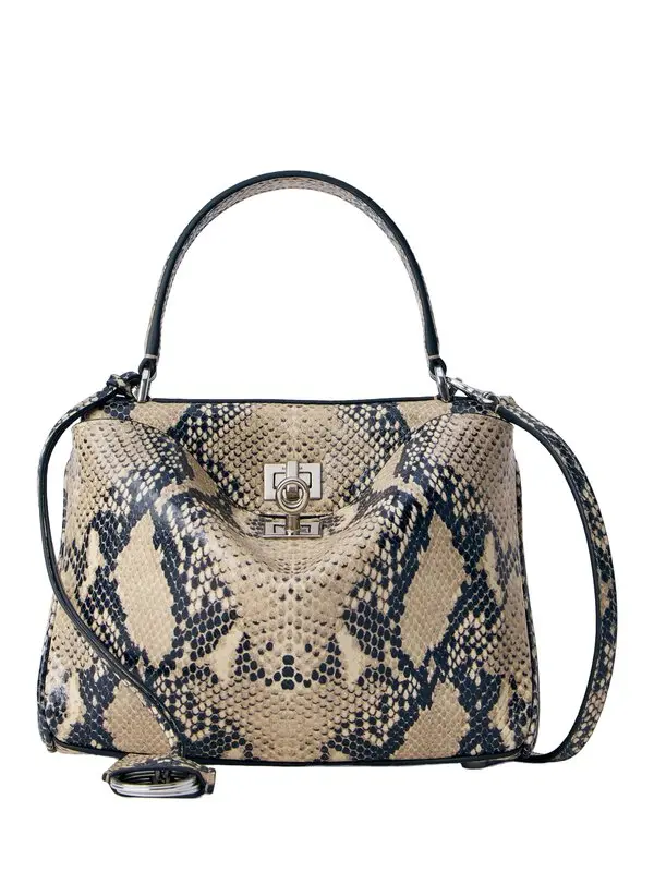 Balenciaga Rodeo Snakeskin-effect Mini Handbag - Cream
