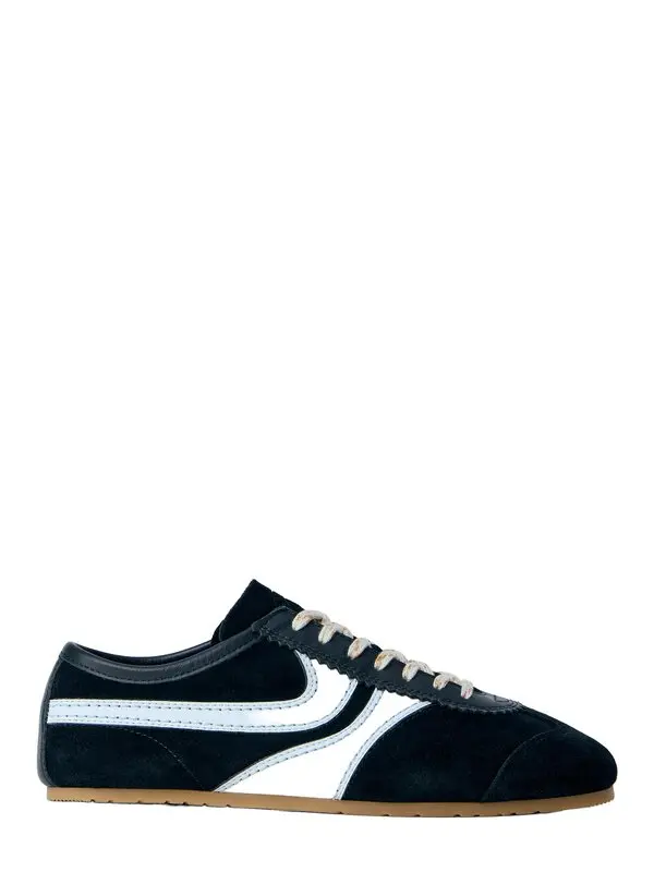 Dries Van Noten Suede Trimmed Low Top Sneakers - Black