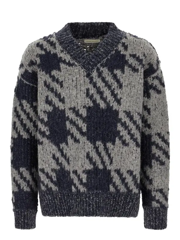 Dries Van Noten Houndstooth V-neck Knitwear - Multicolor