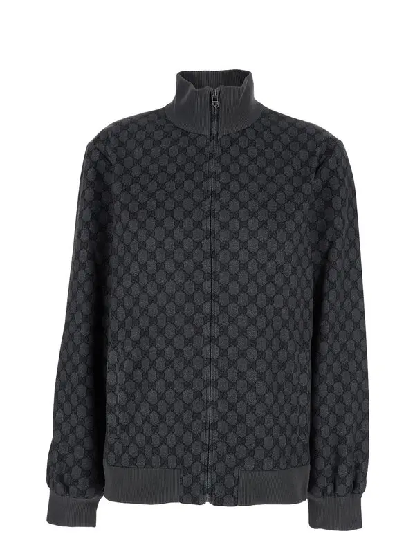Gucci High Neck Gg Print Tech Fabric Sweatshirt - Multicolor