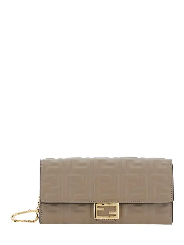 Fendi Continental Crossbody Bag With Ff Motif - Cream