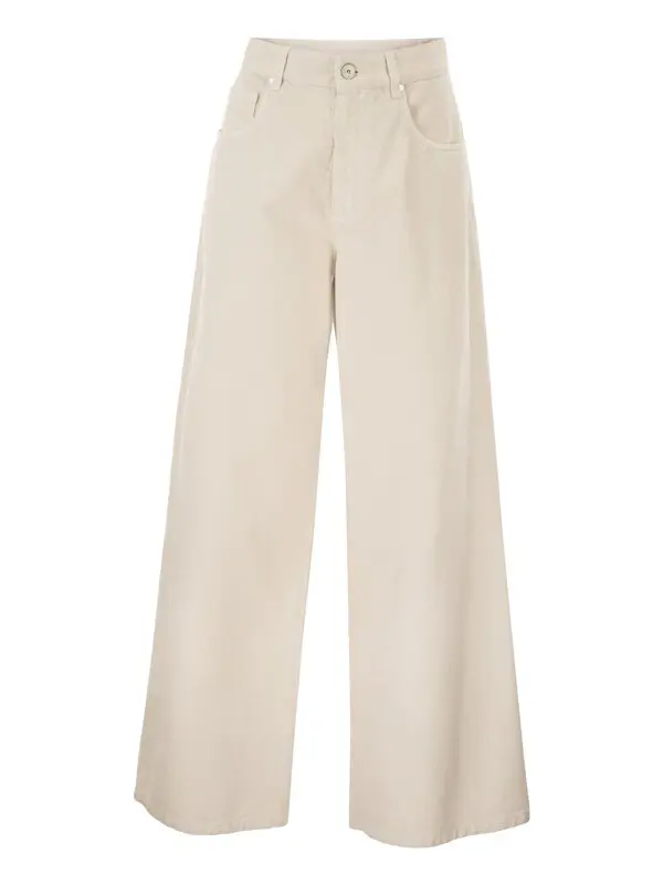 Brunello Cucinelli Relaxed Fit Dyed Denim Trousers With Monile Embellishment - Multicolor