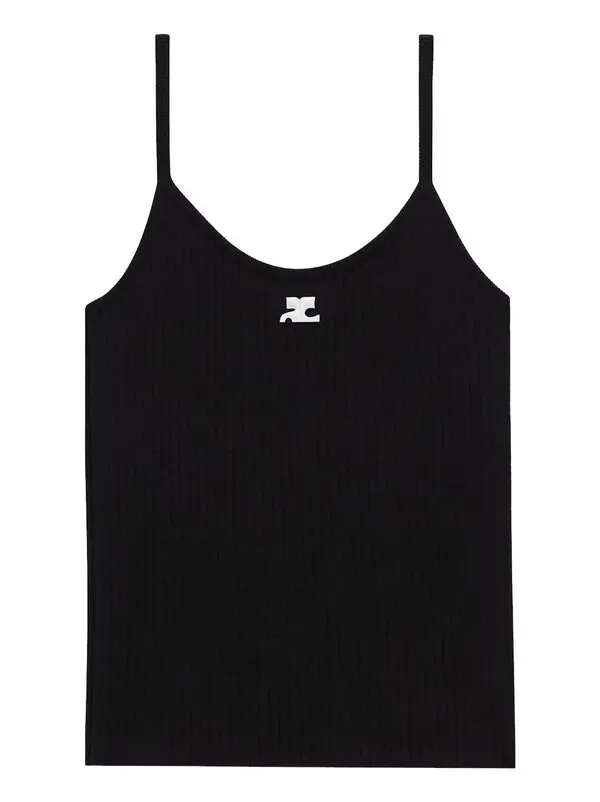 COURREGES Ribbed Knit Tank Top - Black