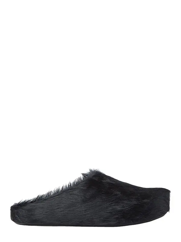 Marni Fussbett Long Haired Mules - Black