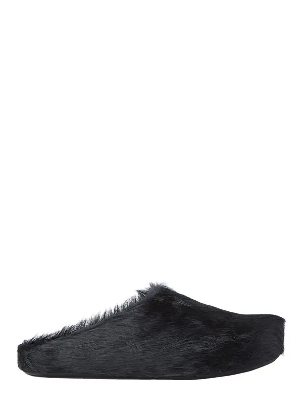 Marni Fussbett Long Haired Mules - Black