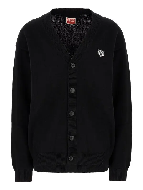 Kenzo Black Tiger Motif Cardigan - Multicolor