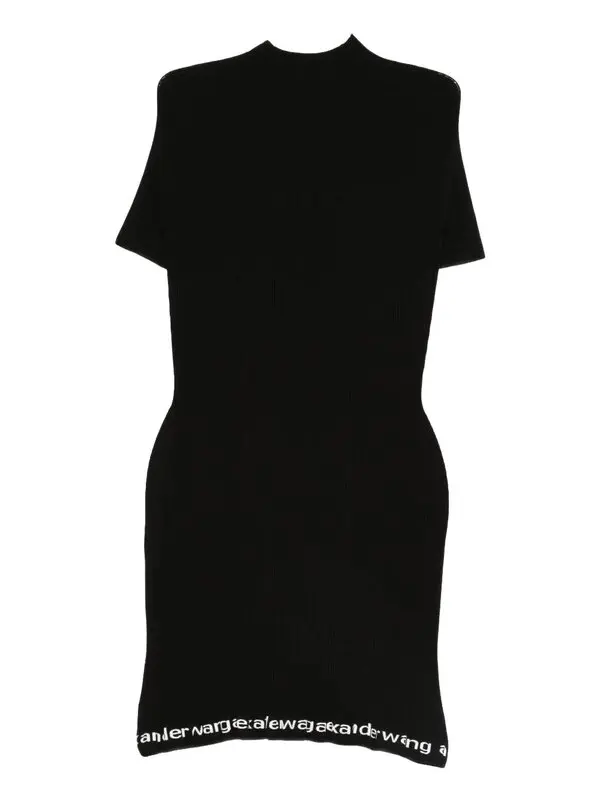 Alexander Wang Ribbed Short-sleeve Fitted Dress - Black