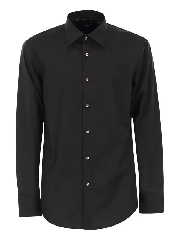 BOSS Slim Fit Shirt In Easy-iron Stretch Cotton Poplin - Black