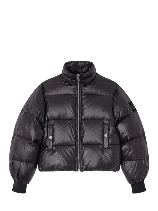 GANNI Puffer Jacket With High Neck And Front Zip Fastening - Black