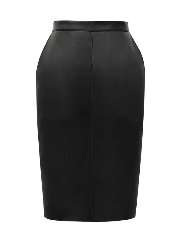 Saint Laurent Leather Midi Skirt - Black